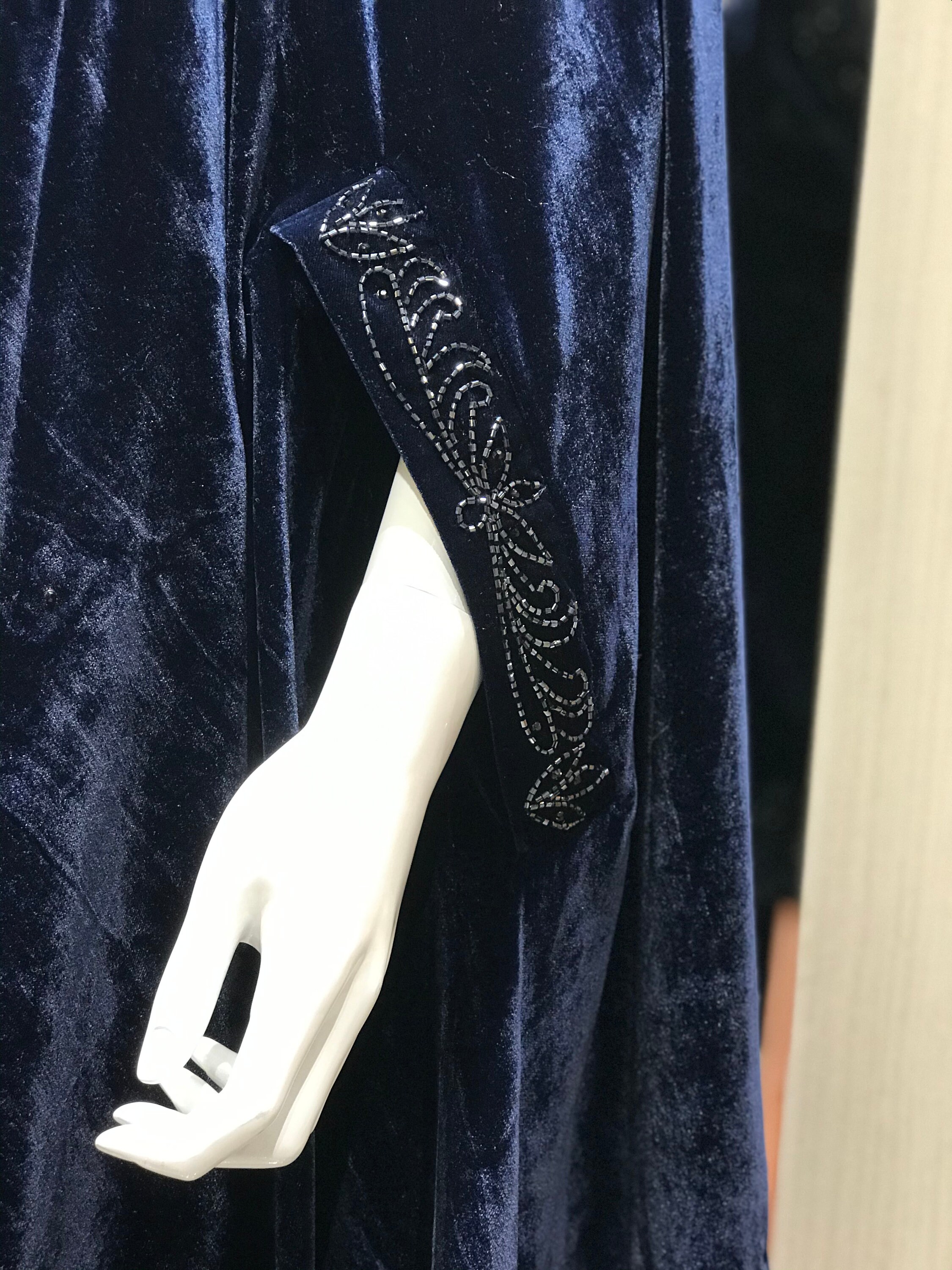 Blue Velvet Cape With Hand Cut Daana Work, Velvet Poncho, Graduation ...