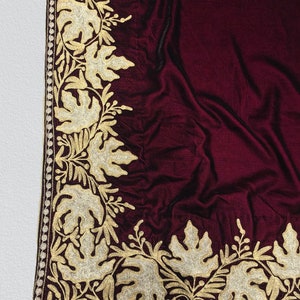 Maple Design Velvet Shawl, Royal Orni, Hippie Shawls, Tilla Embroidered ...