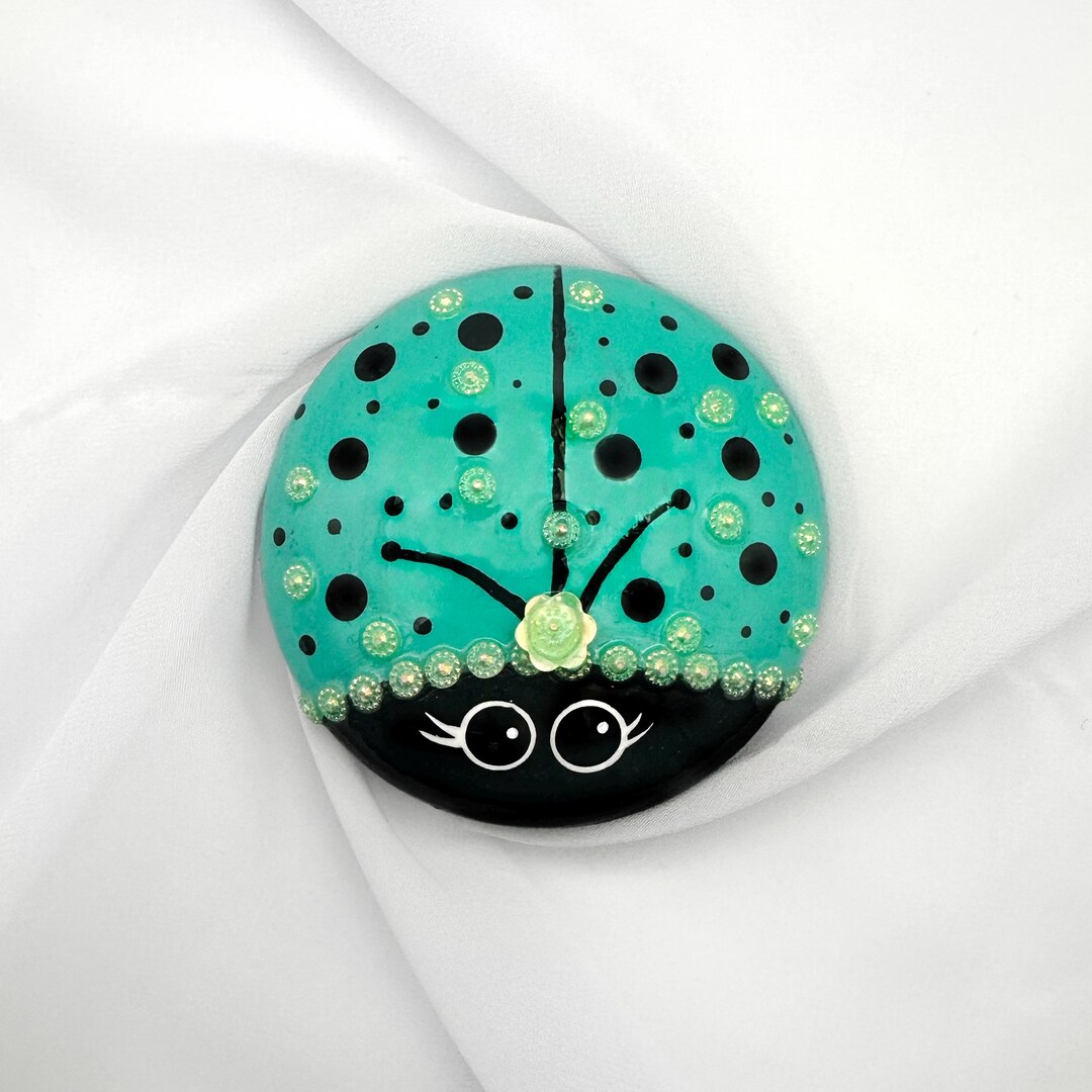 Turquoise and Black Mini Ladybug Dotting Stones With Flower Beads - Etsy