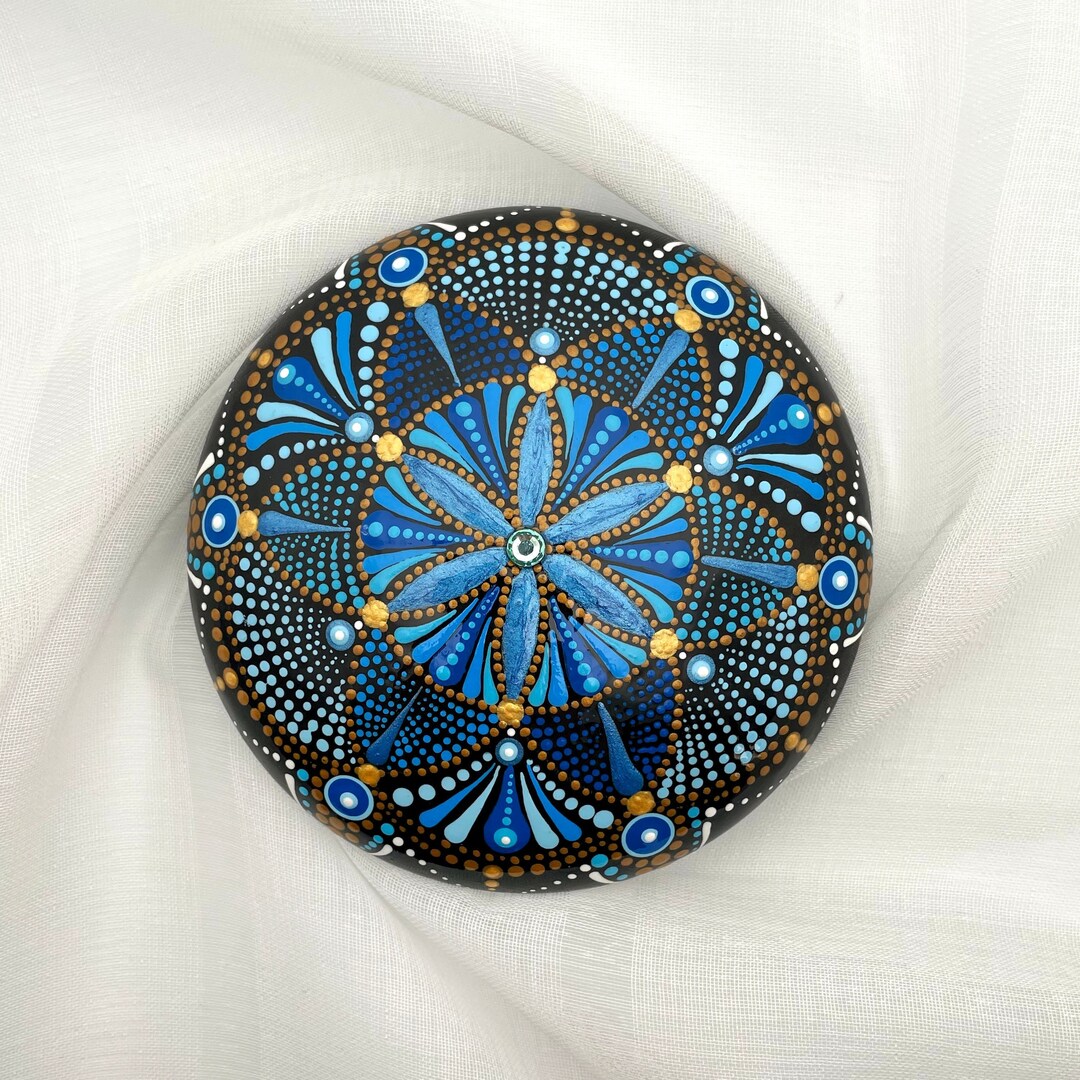 Blue and Gold Dotting Stones - Etsy