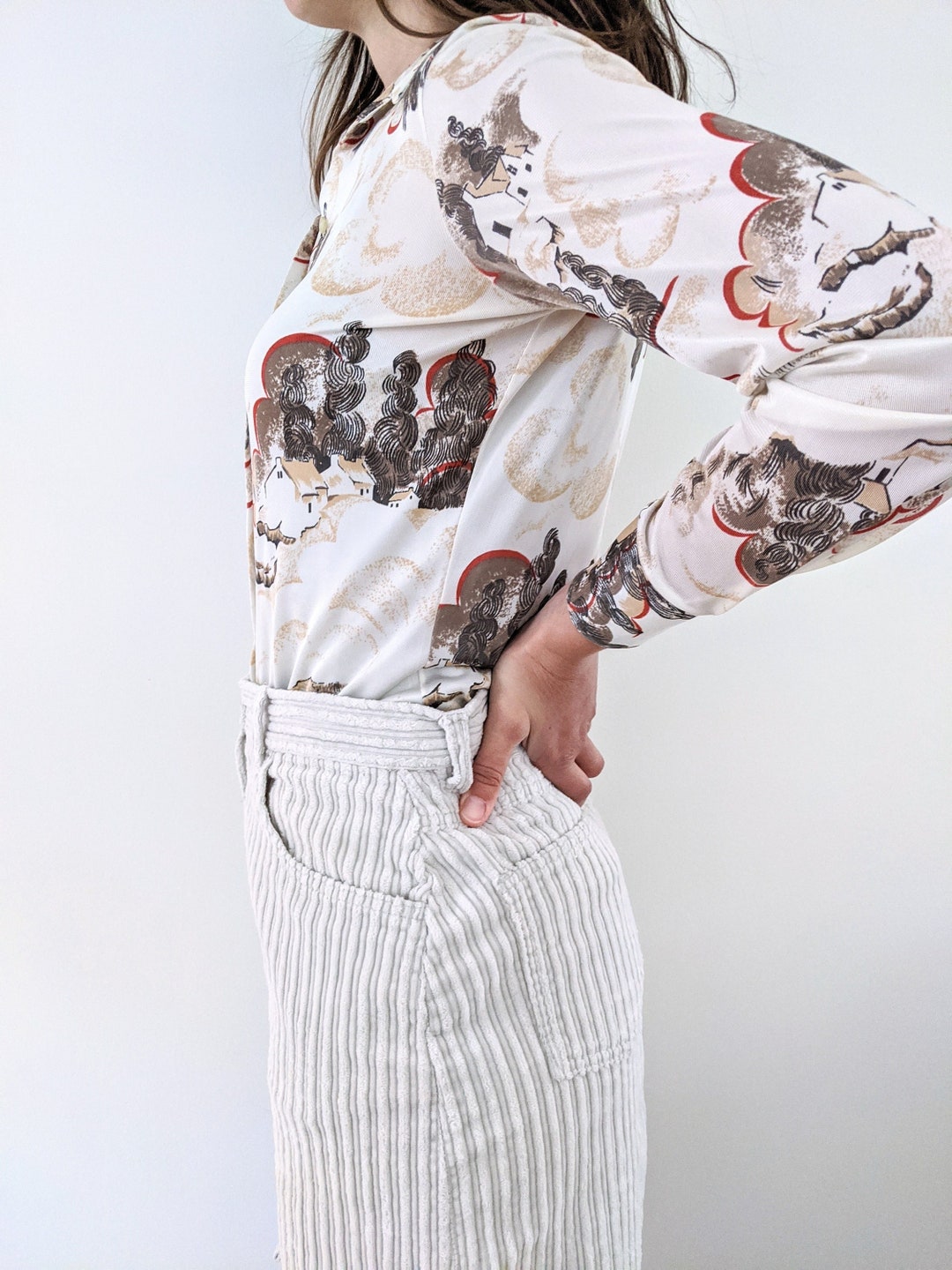 Retro Novelty Print Bodysuit - Vintage Phantom Knits - 70's Statement ...