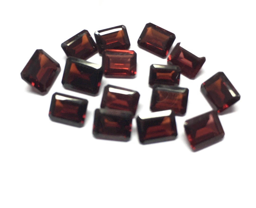 Buy Natural Red Garnet Rectangle Cut Faceted Pointed Back Loose ...