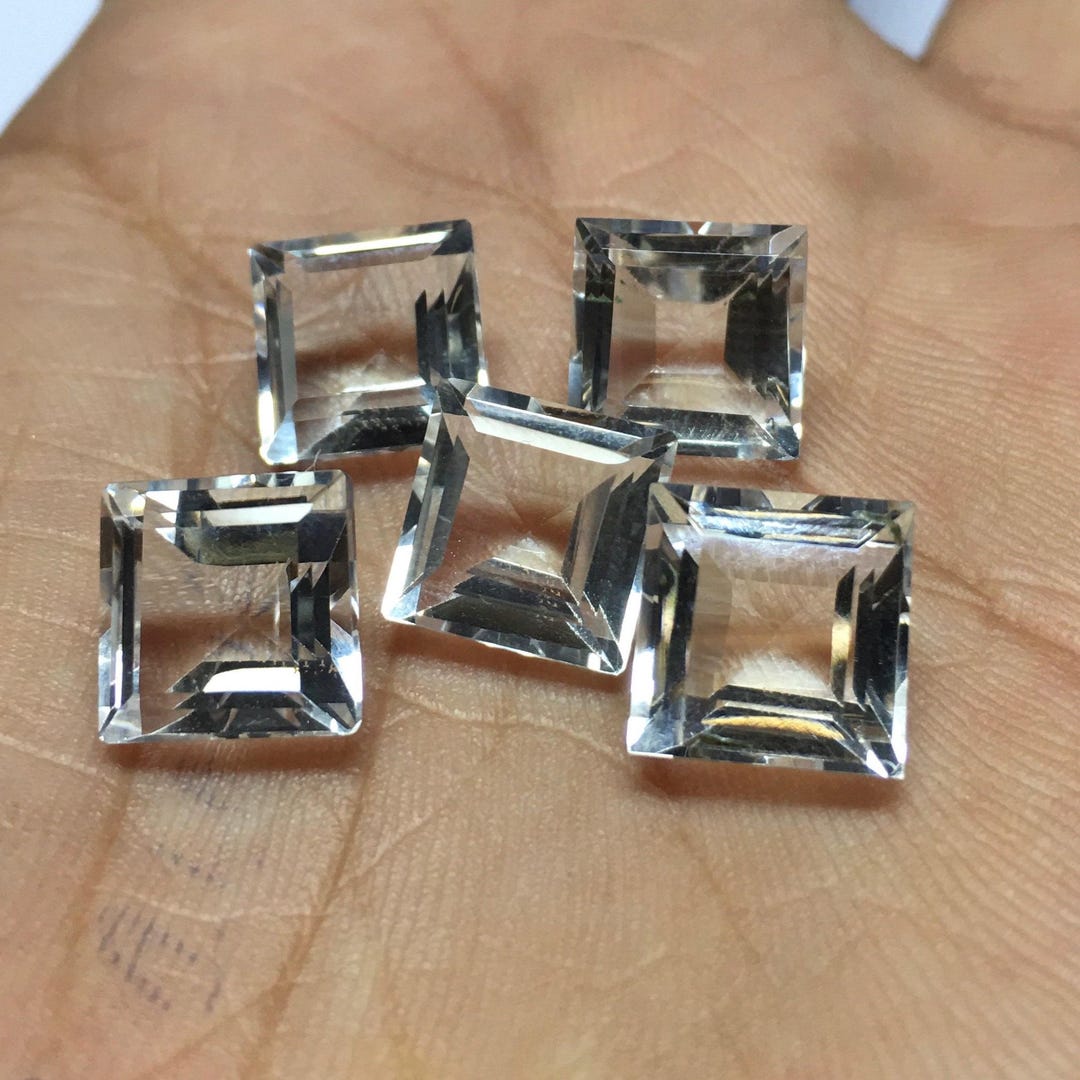 Square Cut Crystal Quartz Gemstone: Faceted Pointed Back (3x3 to 20x20 ...