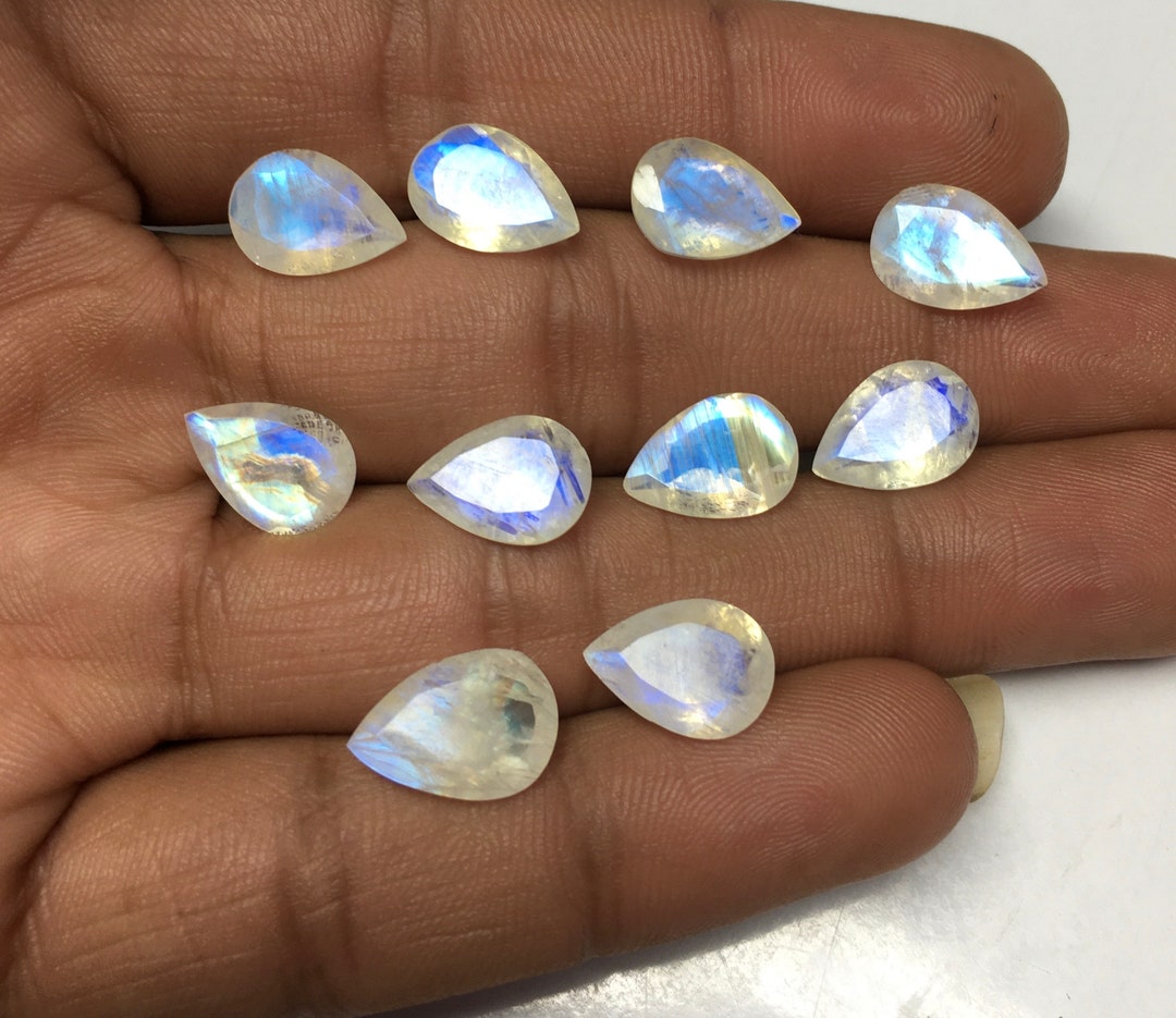AAA Rainbow Moonstone Pear Cut Gemstone: Faceted Pointed Back, 3x5 ...