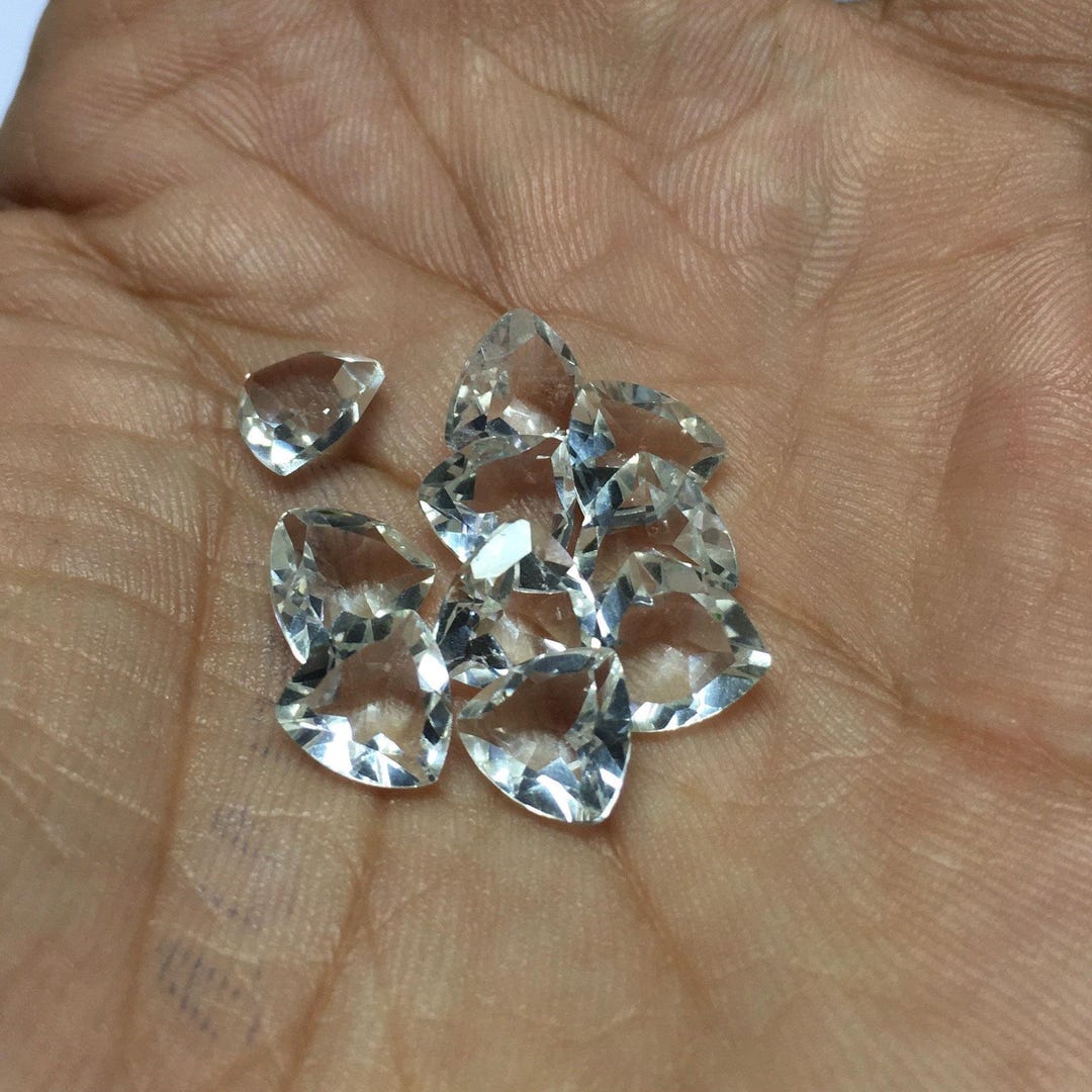 Crystal Trillion Cut Pointed Back Faceted Gemstones 3x3,4x4,5x5,6x6,7x7 ...