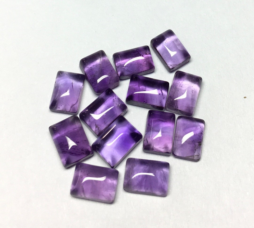 Natural Amethyst Rectangle Cabochon Flat Back Loose Gemstones 3x5,4x6 ...