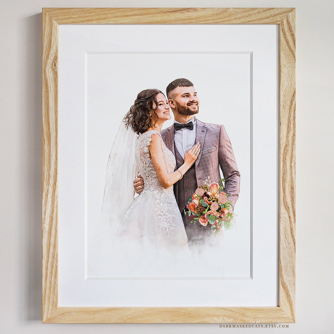 Custom Wedding Portrait, Couple Portrait From Photo, Custom Wedding ...