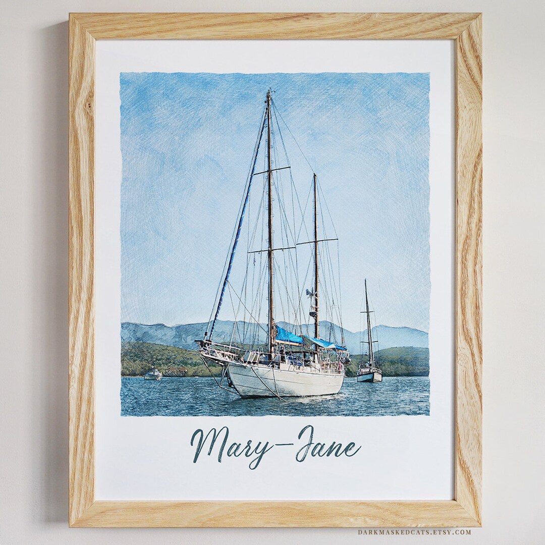 Custom Boat Portrait, Boat Portrait, Personalize Boat Portrait, Gift ...