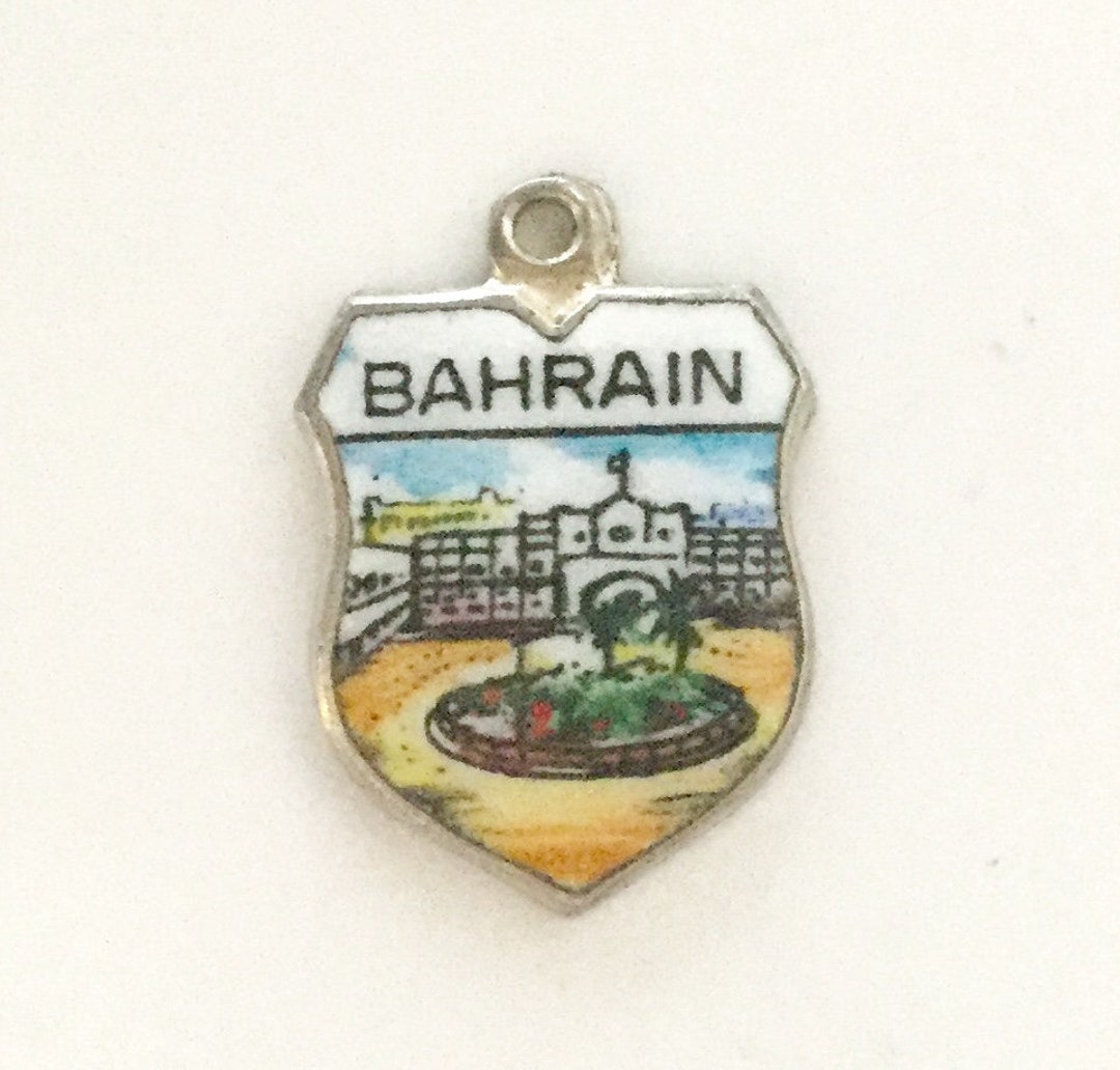 Bahrain Silver Bracelet Charm Enamel Travel Shield Asia Crest Souvenir ...