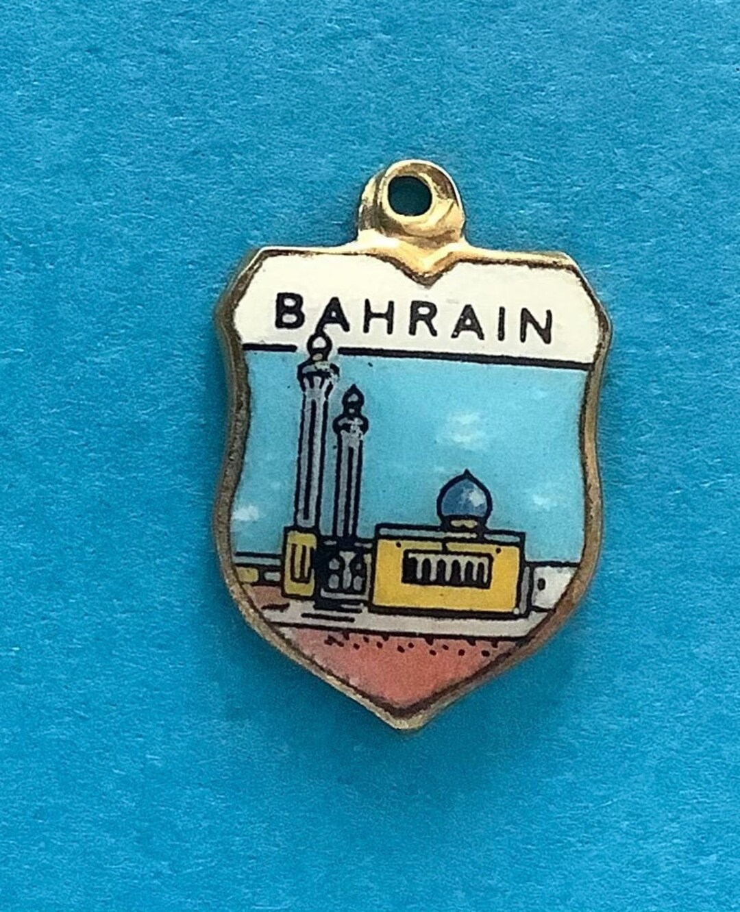 Bahrain Shield Charm Enamel Travel Shield Silver Bracelet - Etsy