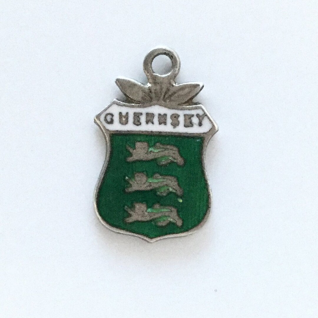 Guernsey Silver Bracelet Charm Enamel Travel Shield Silver Necklace ...