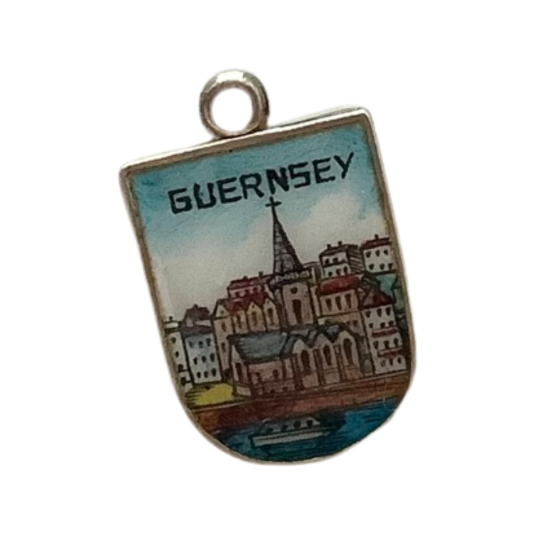 Guernsey Sterling Vintage Silver Charms Enamel Shields for Bracelets ...