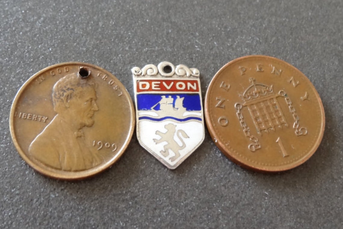 Devon Vintage Shield Charms Enamel Travel Shield Silver | Etsy
