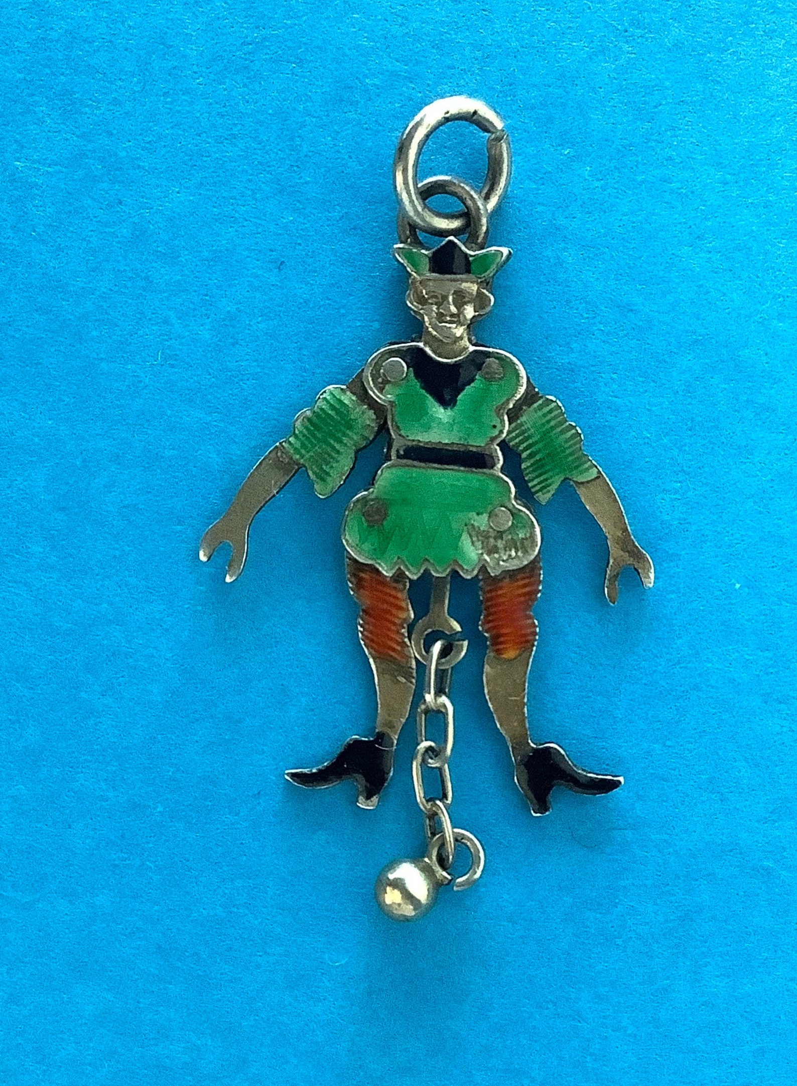 Victorian Silver Enamel Jester Clown Charm Jumping Jester | Etsy