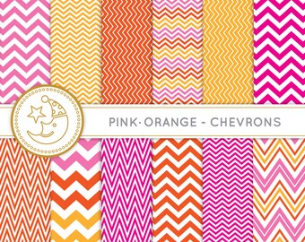 Pink Orange Chevron | Etsy