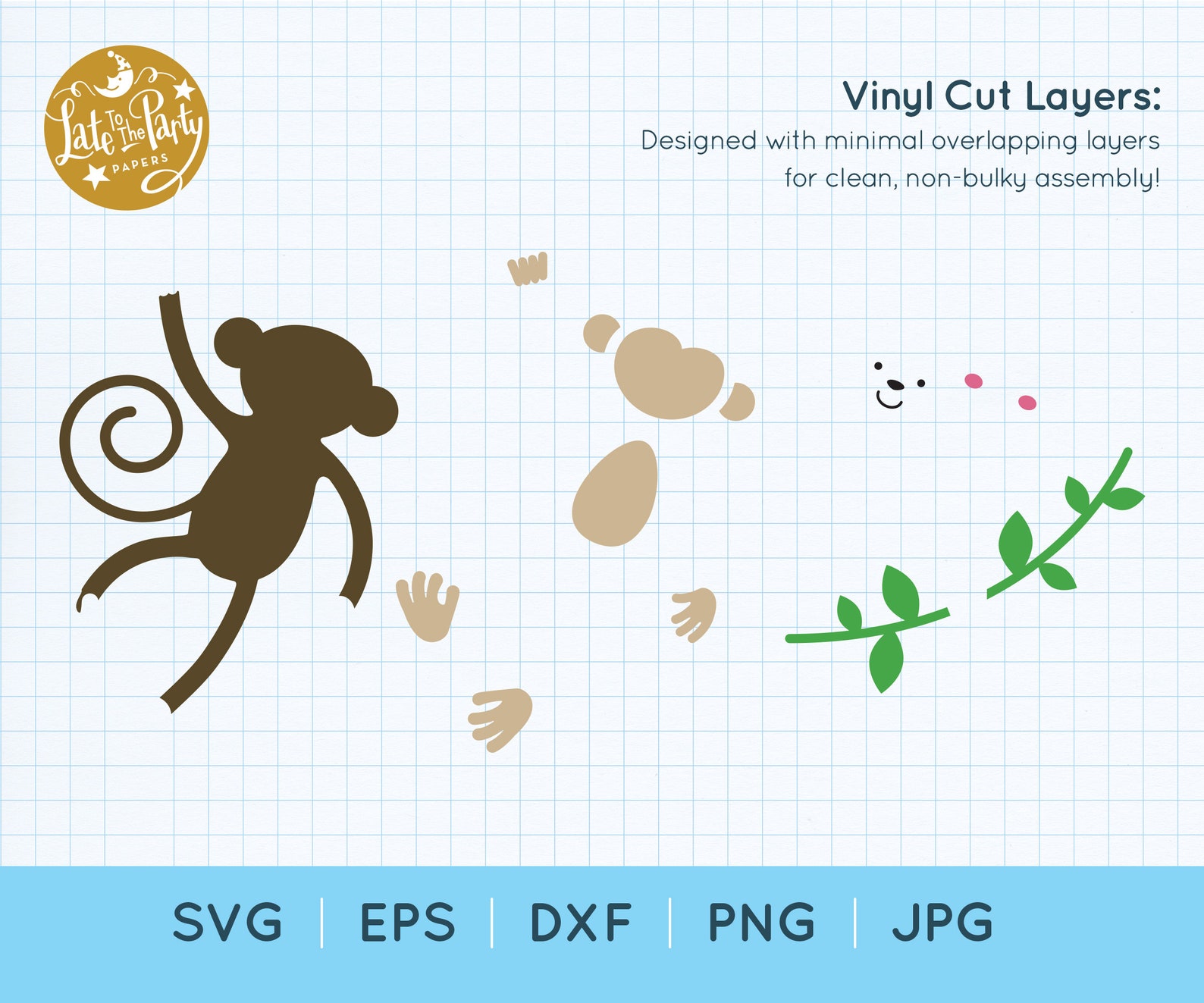 Cute Monkey SVG Cut File Baby Monkey Cutting File Swinging - Etsy