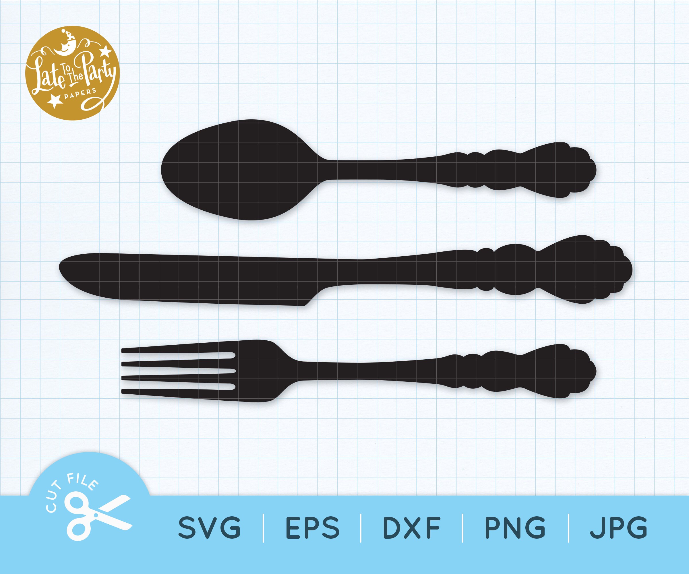 Fork Knife Spoon SVG Cut File, SILVERWARE Cutting File, CUTLERY, Clip ...