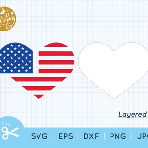 American FLAG HEART Svg Cut File, USA Flag Heart Svg, American Flag ...