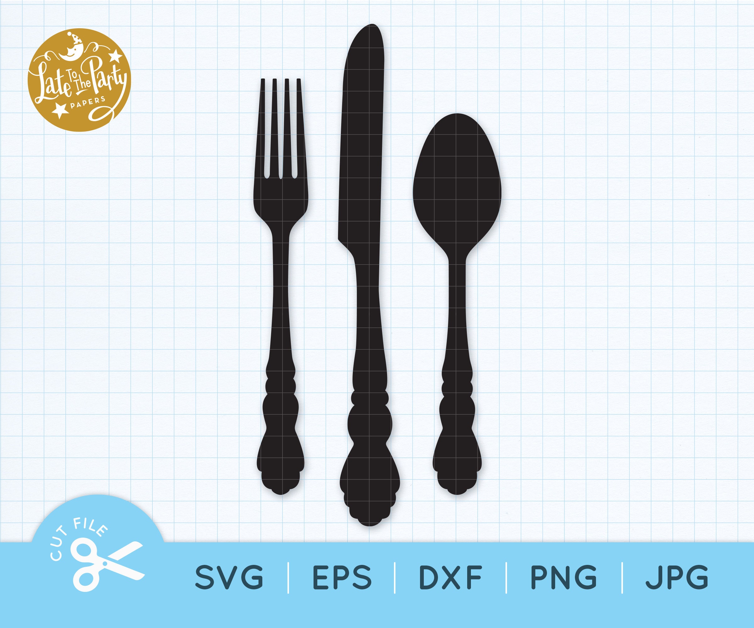 Fork Knife Spoon SVG Cut File, SILVERWARE Cutting File, CUTLERY, Clip ...