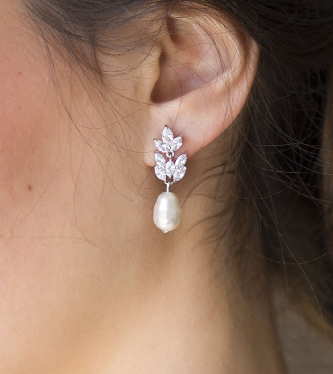Pearl Wedding Earrings, Swarovski Bridal Earrings, Crystal Wedding ...