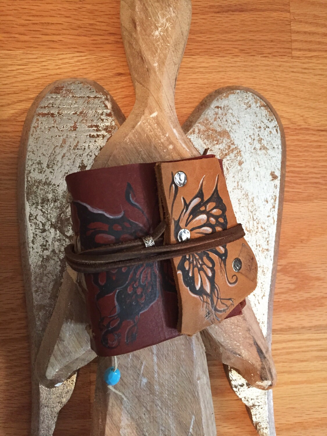 Handmade and painted leather journal diary blank book | Etsy