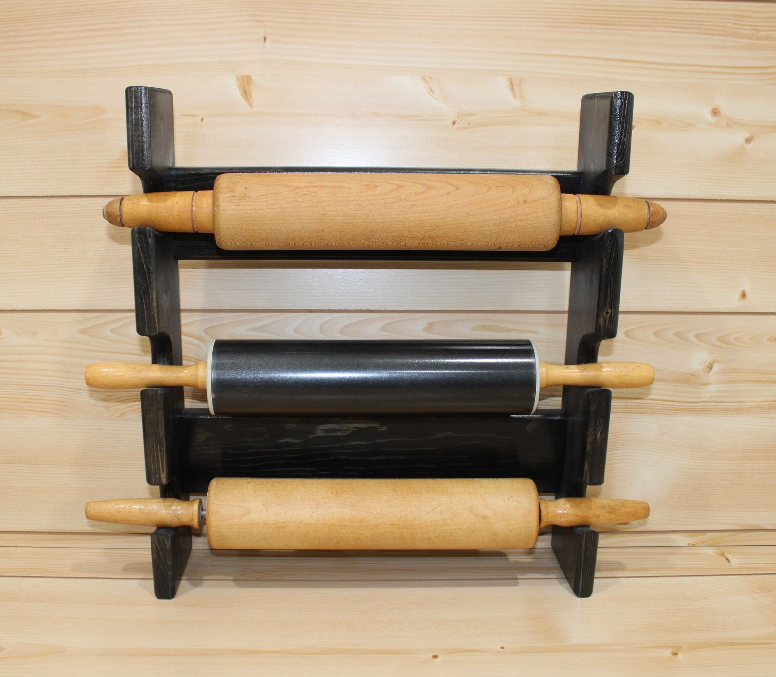 Rolling Pin Rack With Three Slots Black Rolling Pin Rack - Etsy