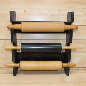Rolling Pin Rack With Three Slots - Black Rolling Pin Rack - Multiple ...