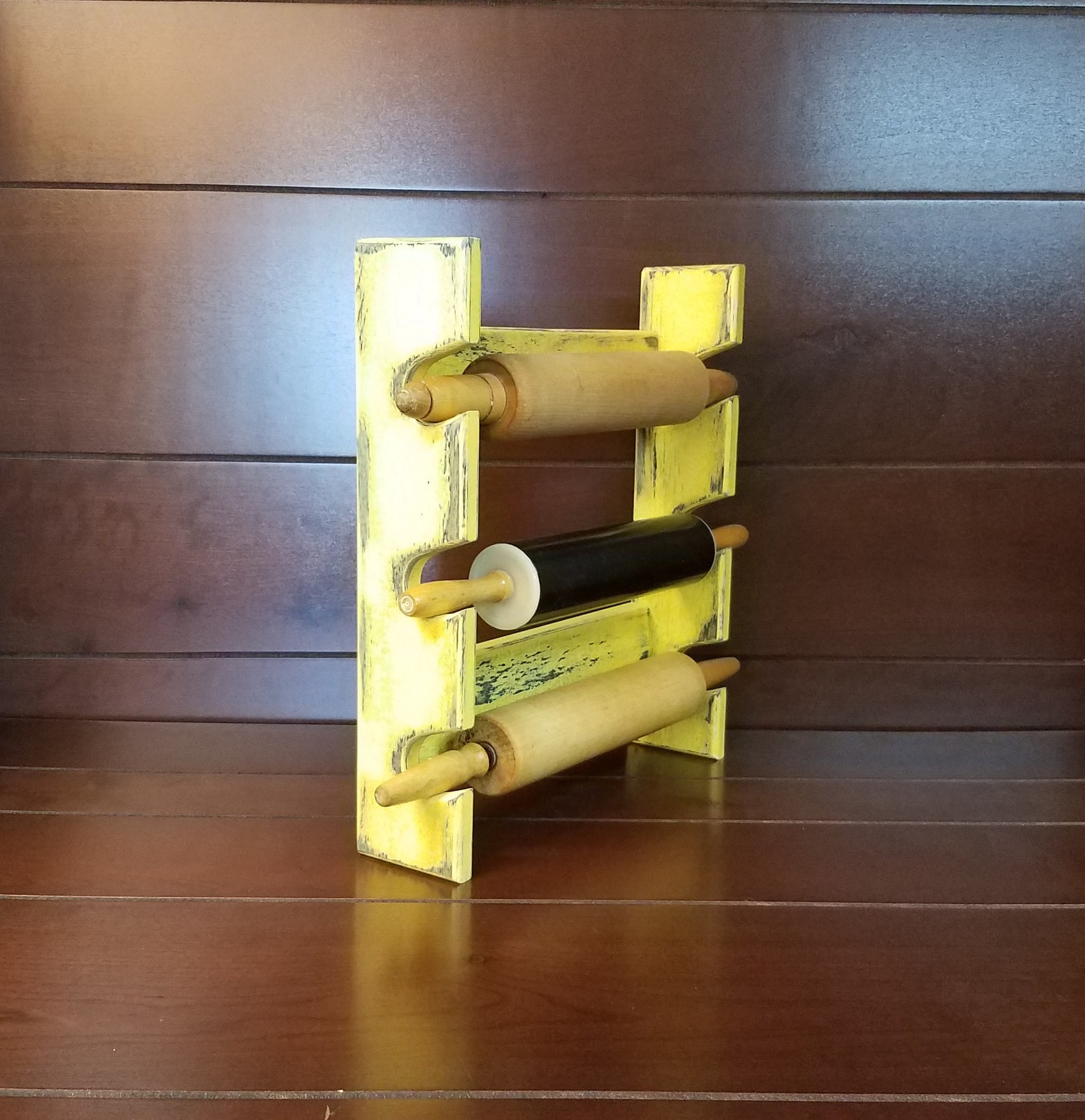 Yellow Rolling Pin Rack With Three Slots Multiple Rolling - Etsy