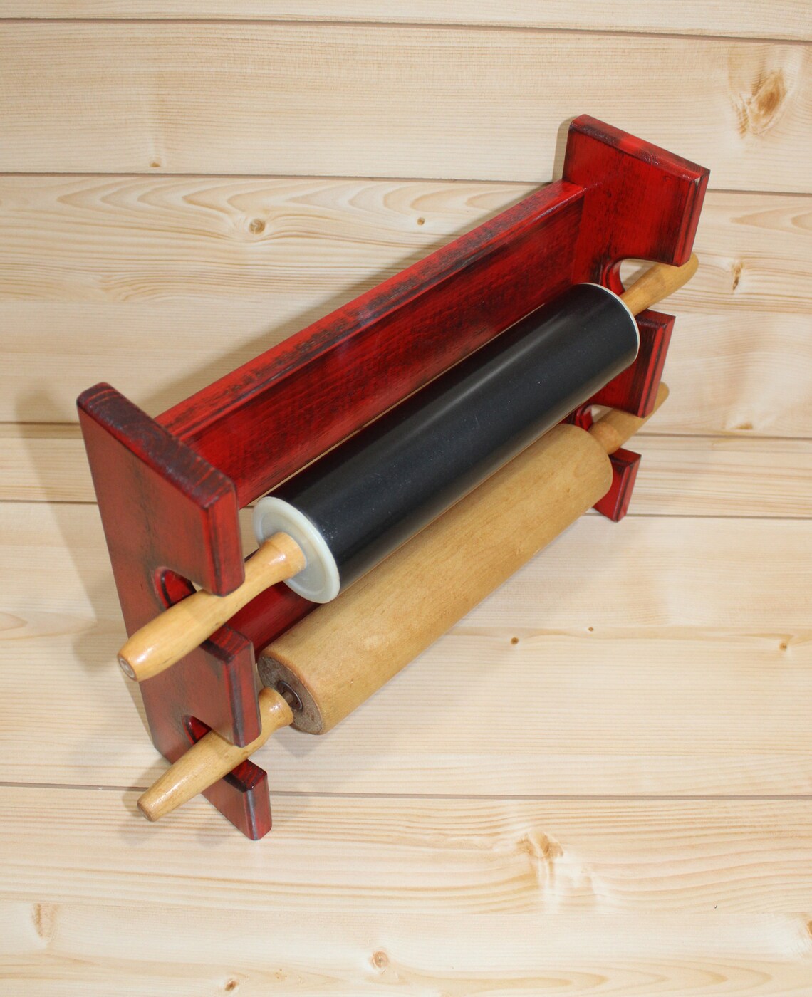 Red Rolling Pin Rack With Two Slots Multiple Rolling Pin - Etsy