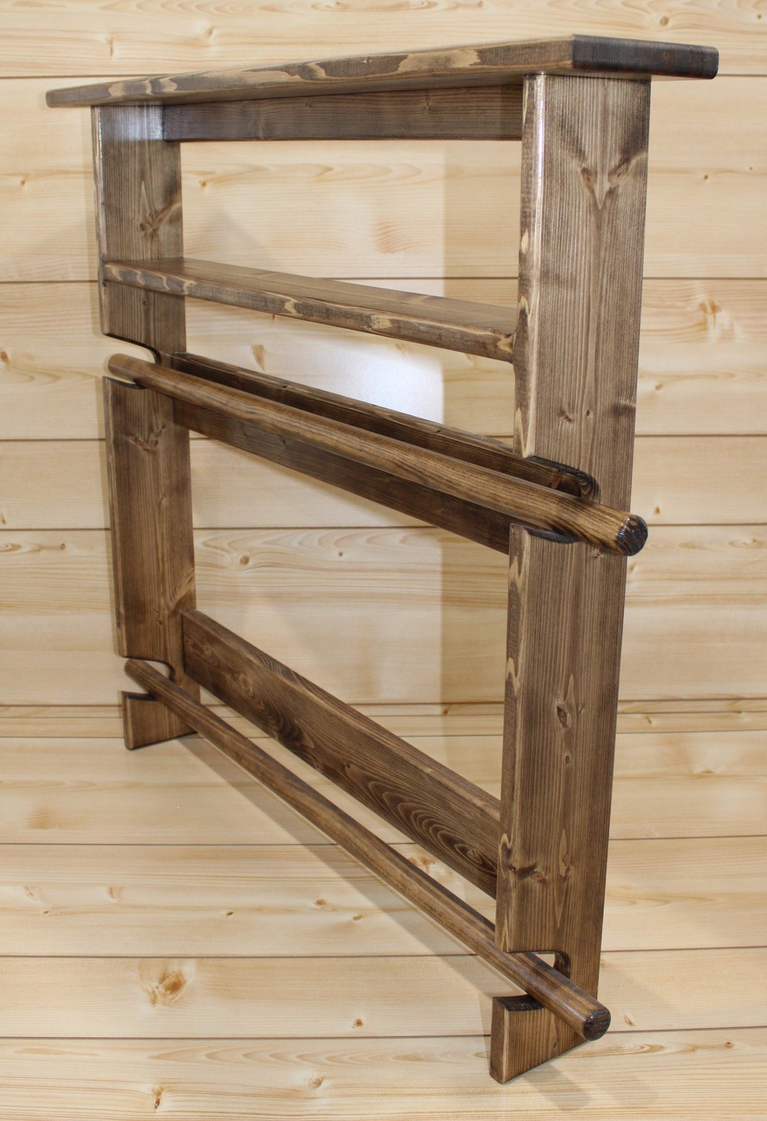 Double Quilt Rack With Double Shelves - Provincial Wooden Quilt Rack ...