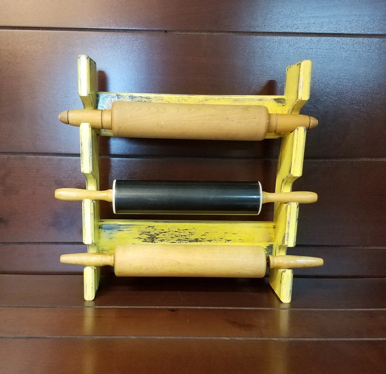 Yellow Rolling Pin Rack With Three Slots Multiple Rolling - Etsy