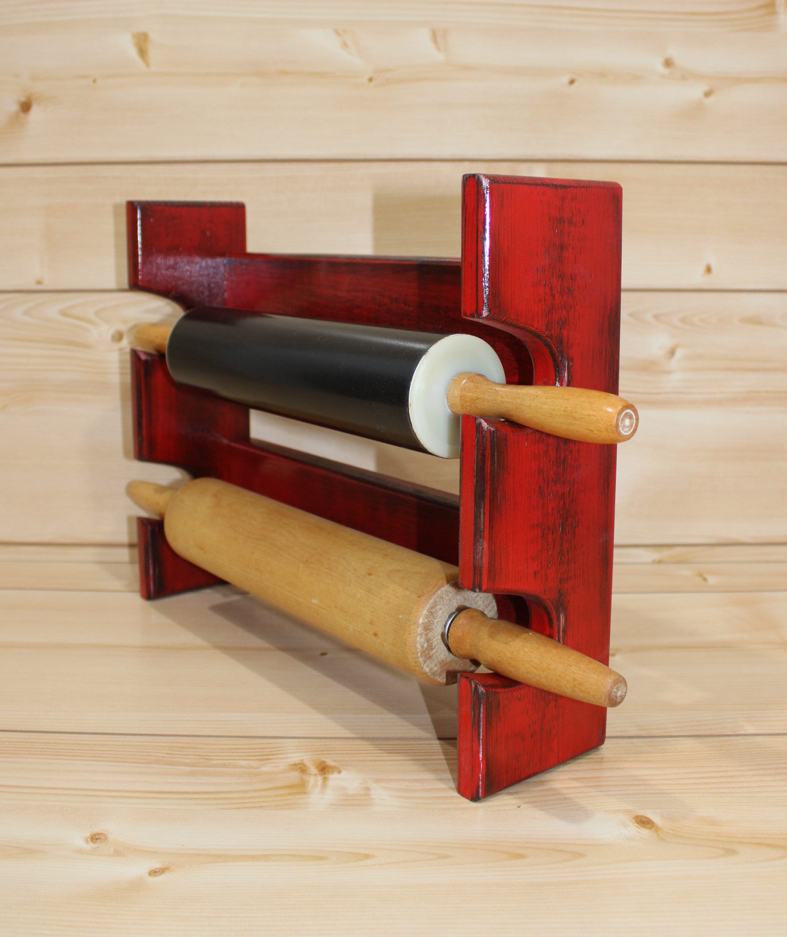 Red Rolling Pin Rack With Two Slots Multiple Rolling Pin - Etsy
