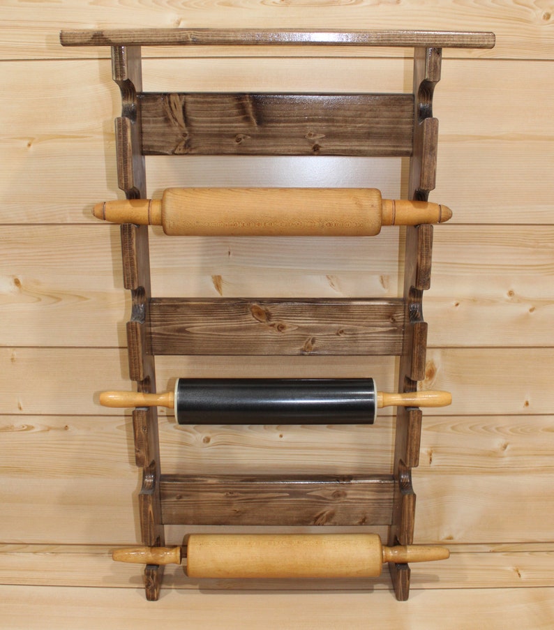 Rolling Pin Rack With Shelf Provincial Rolling Pin Rack With - Etsy