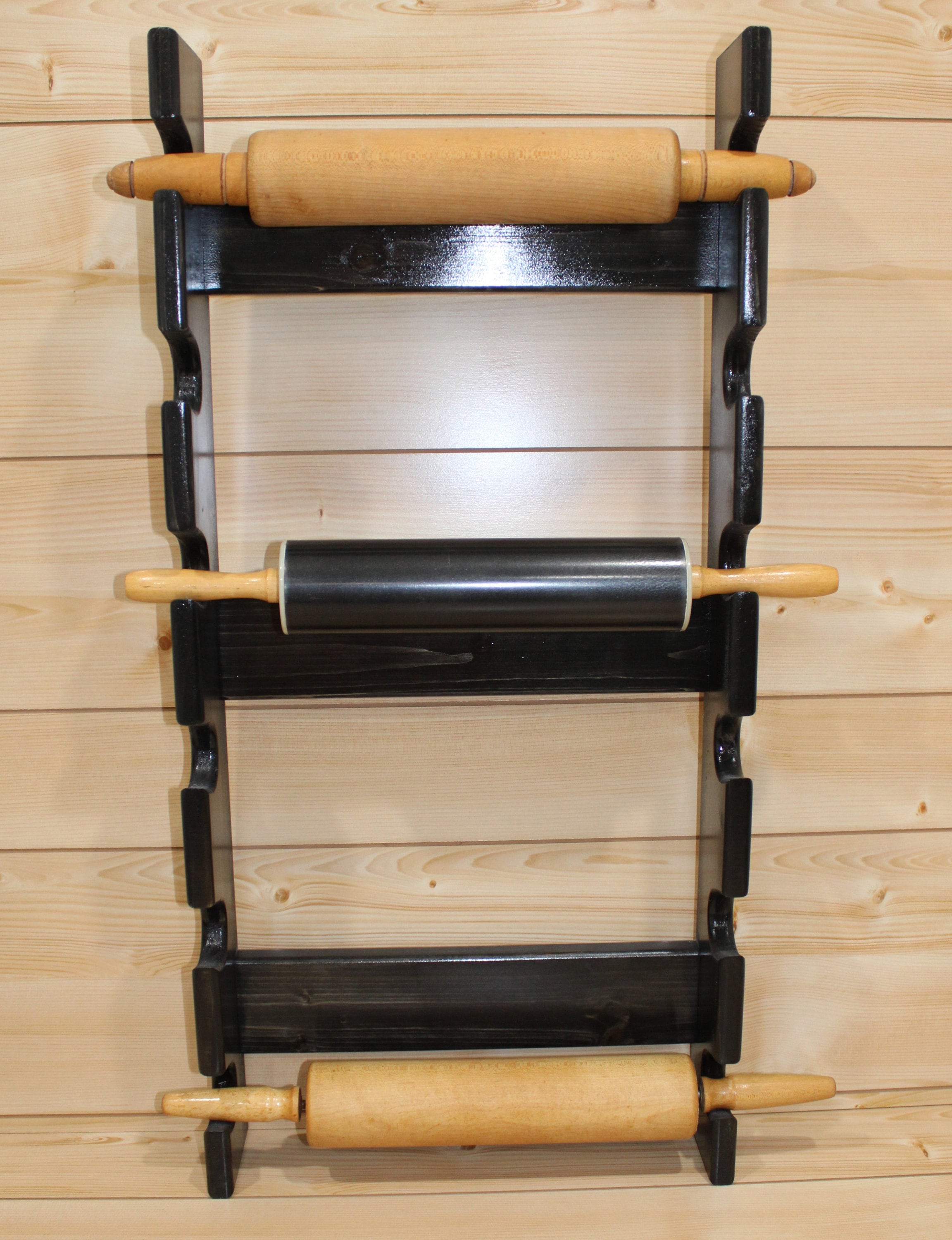 Rolling Pin Rack with Six Slots Black Rolling Pin Rack | Etsy