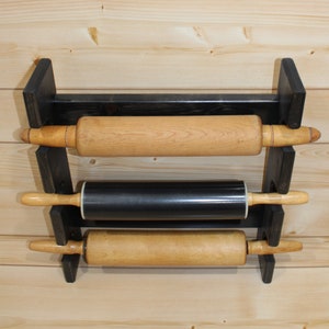 Rolling Pin Rack With Three Slots - Black Rolling Pin Rack - Multiple ...