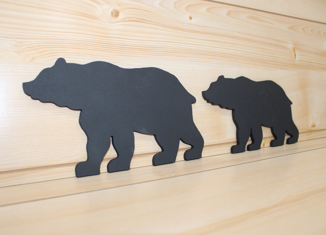Black Bear Couple – Black Bear Set of 2 – Wooden Bear Set – Wooden Bear ...