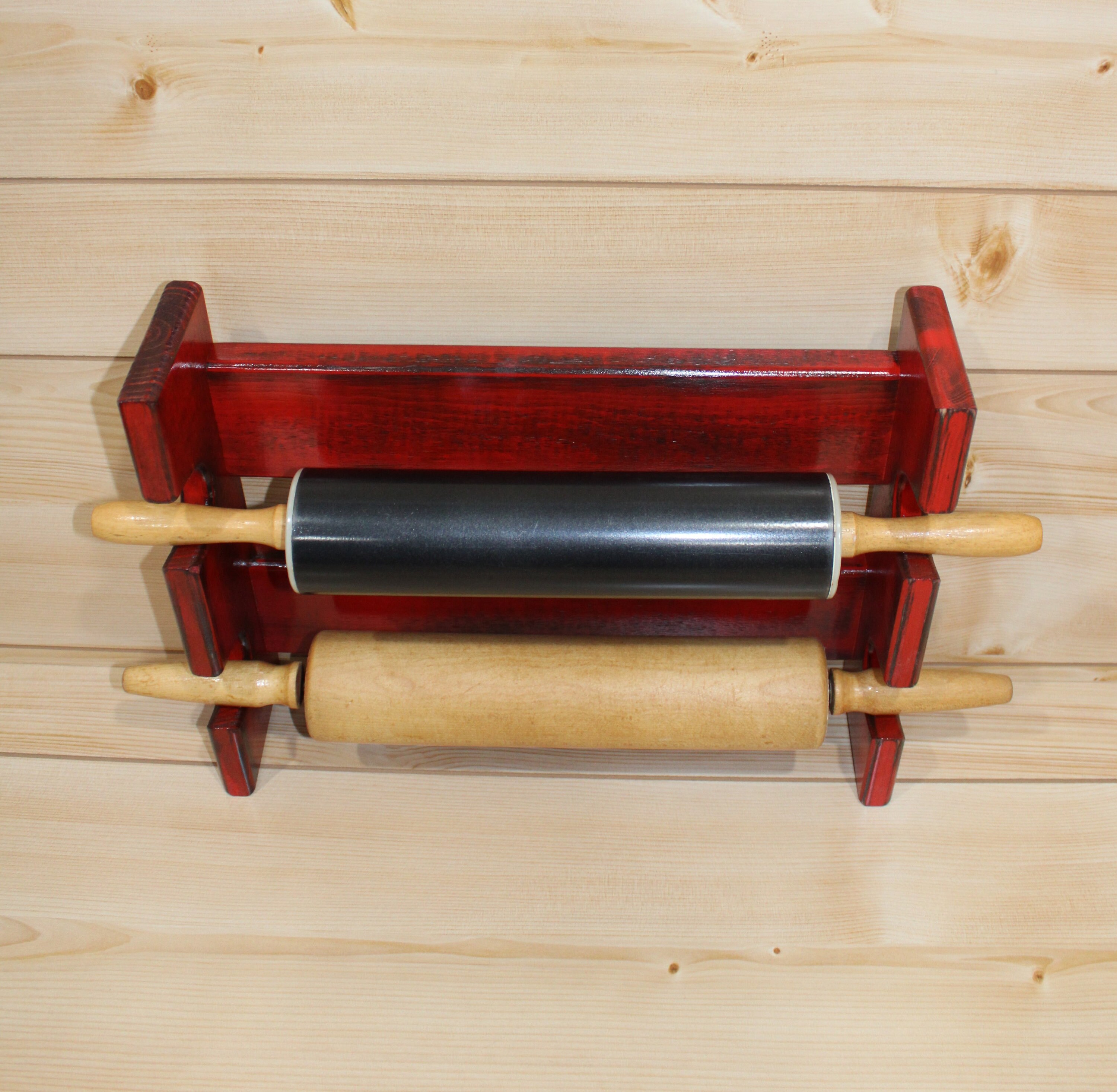 Red Rolling Pin Rack With Two Slots Multiple Rolling Pin - Etsy