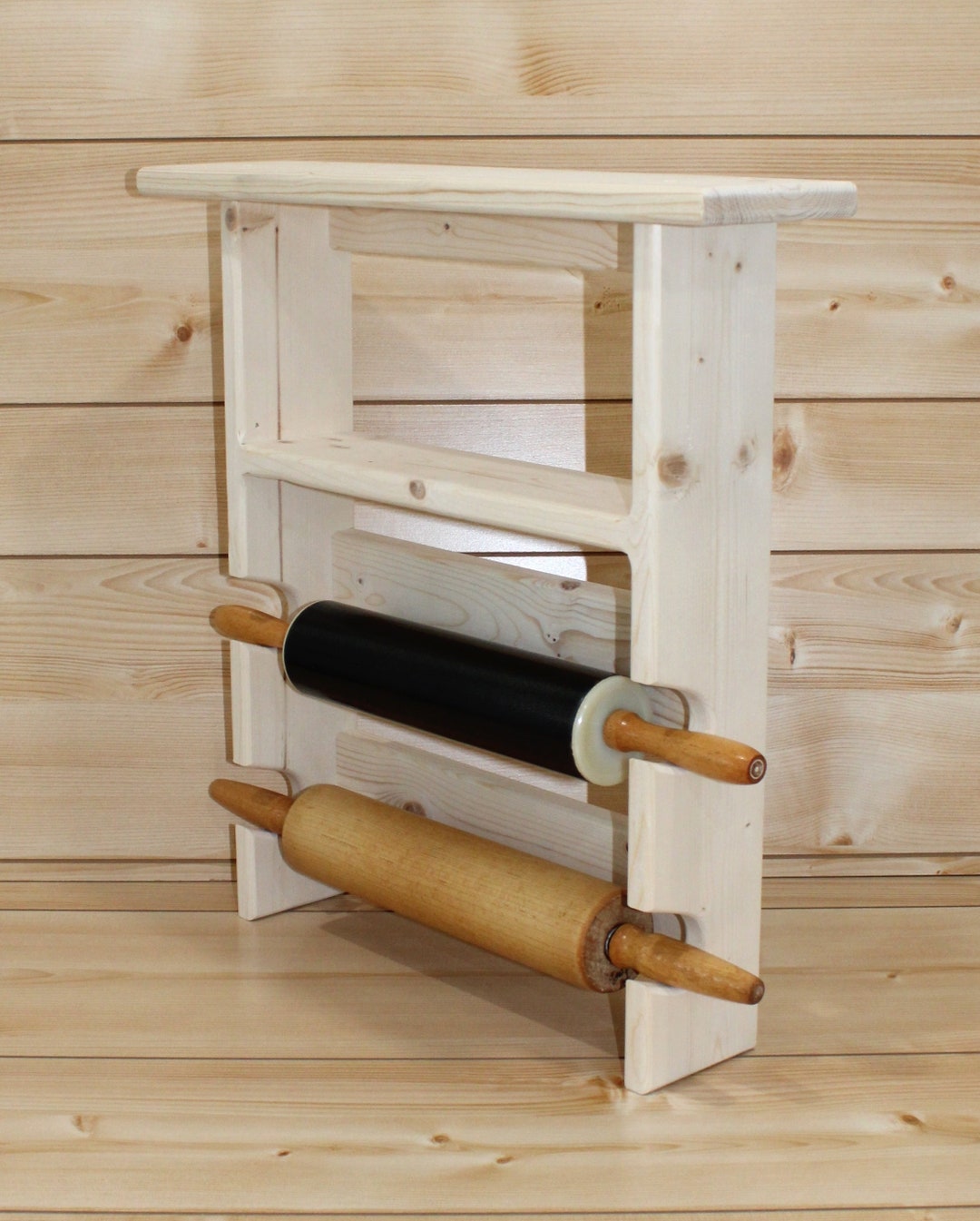 Rolling Pin Rack With Double Shelves - Multiple Rolling Pin Rack ...
