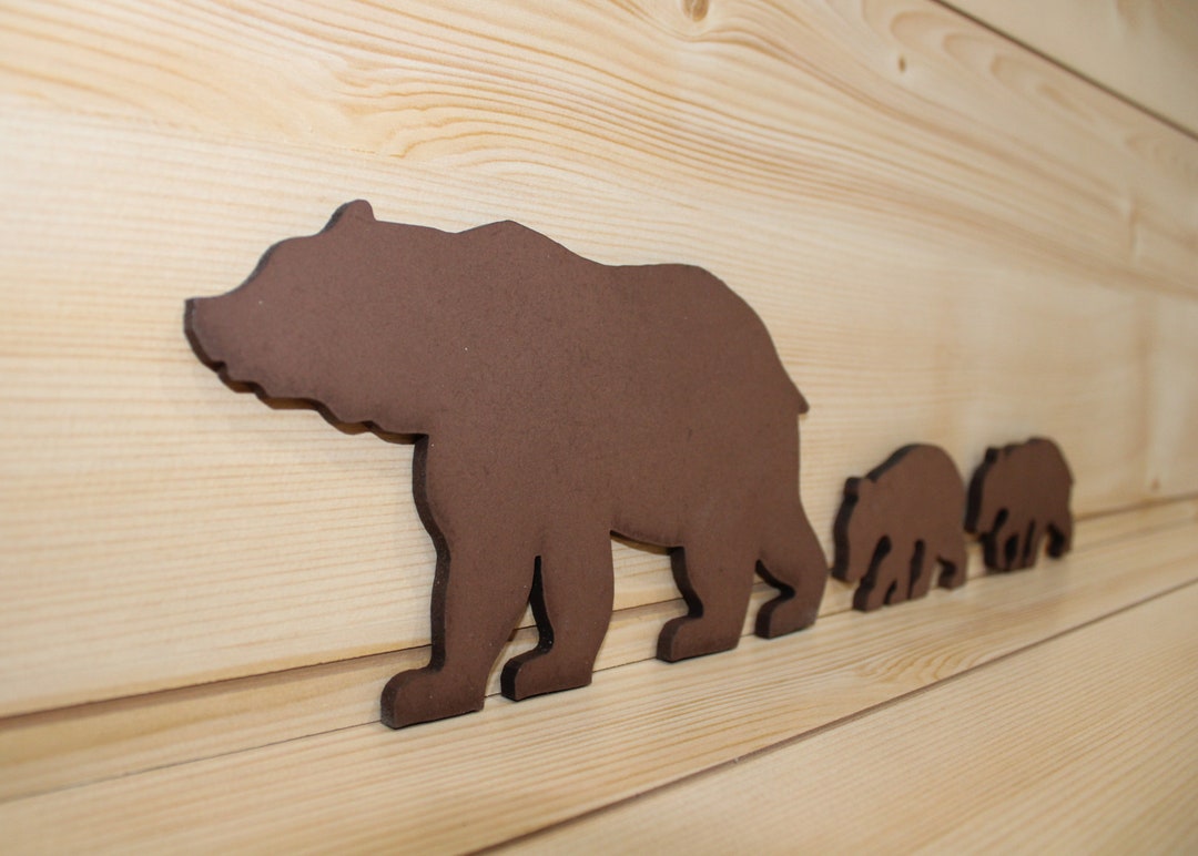 Brown Bear Family - Brown Bear Family of 3 - Wood Bears - Bear Wall Art ...