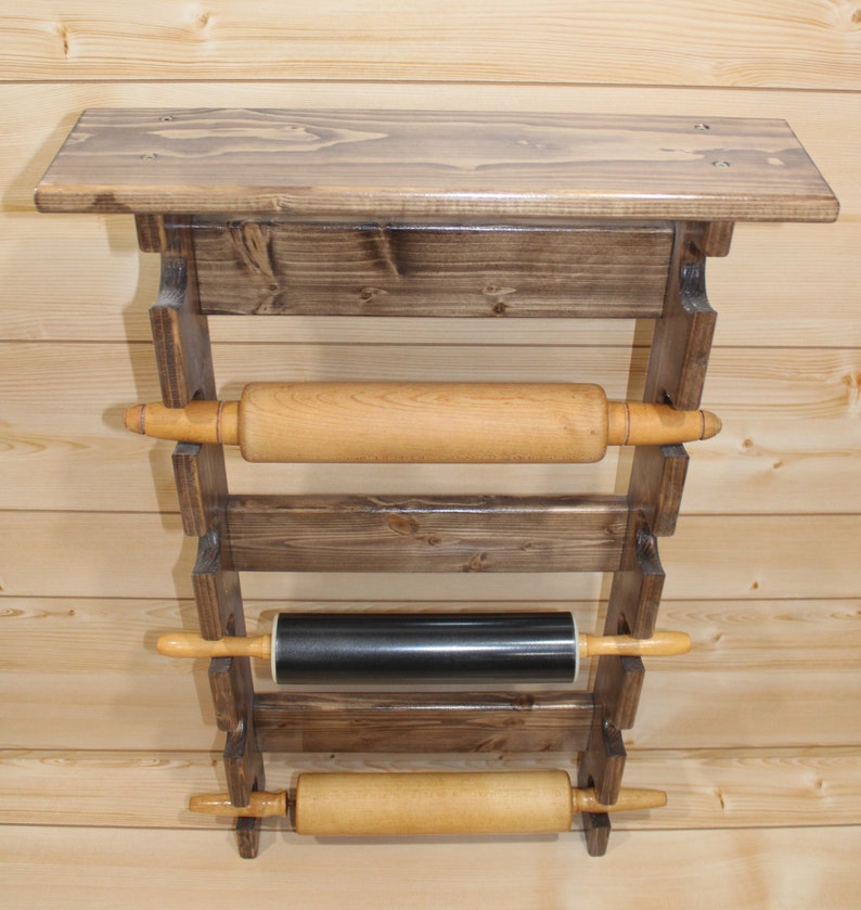Rolling Pin Rack With Shelf Provincial Rolling Pin Rack With - Etsy