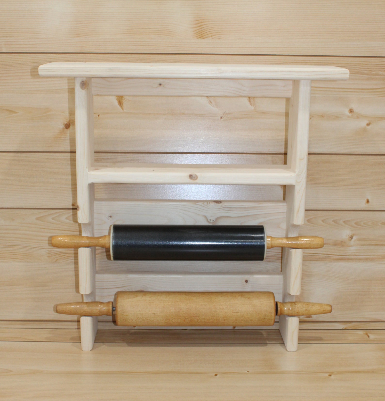Rolling Pin Rack With Double Shelves - Multiple Rolling Pin Rack ...