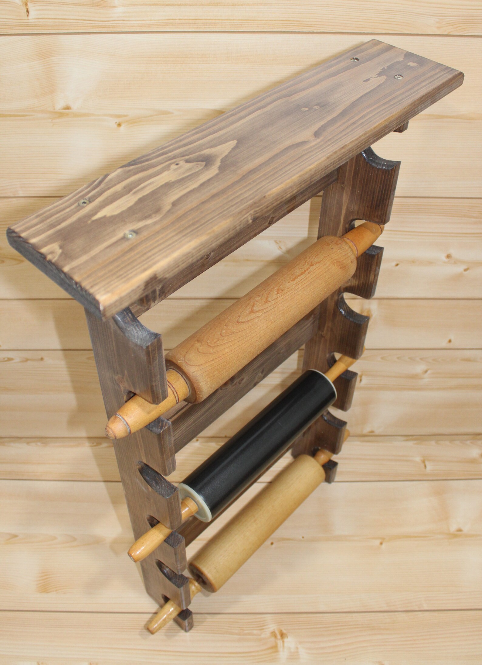 Rolling Pin Rack With Shelf Provincial Rolling Pin Rack With - Etsy