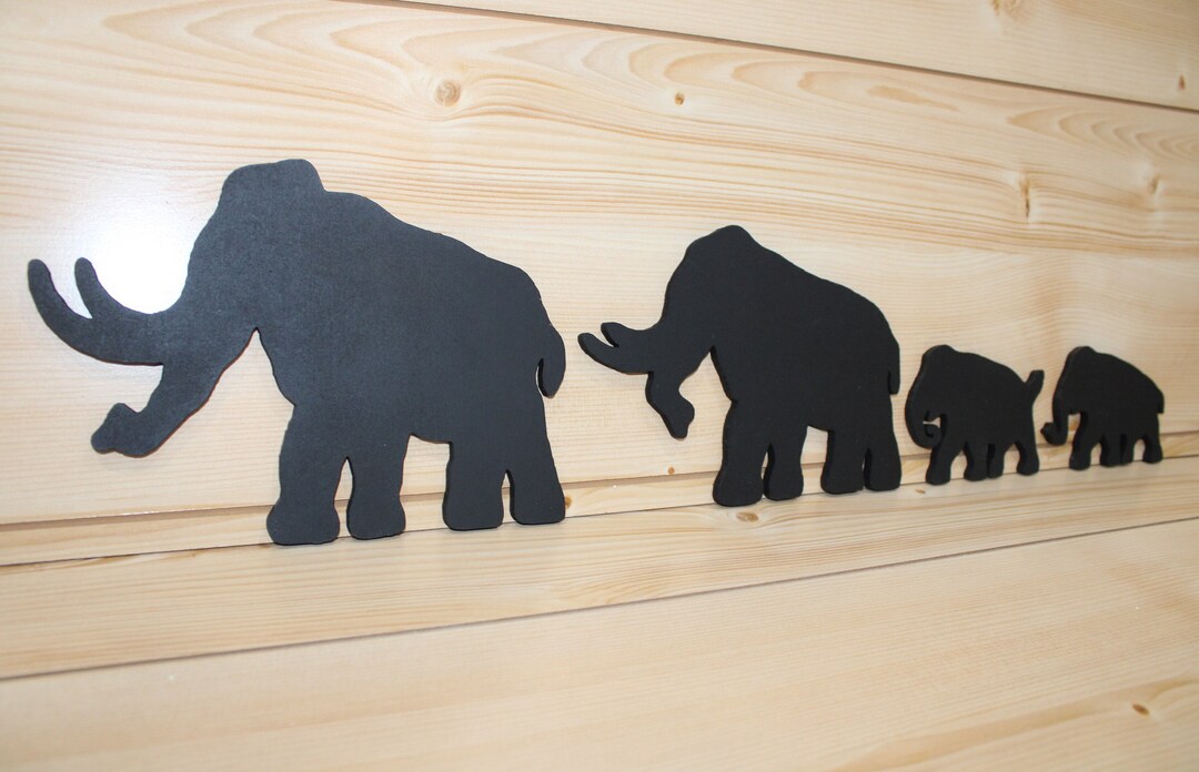 Woolly Mammoth Family of 4 Wood Mammoth Family Black Woolly Mammoth ...