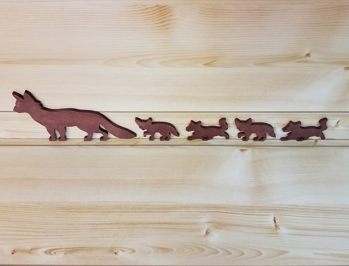 Fox Family of 5 Red Fox Family Wood Fox Family Fox Wall | Etsy