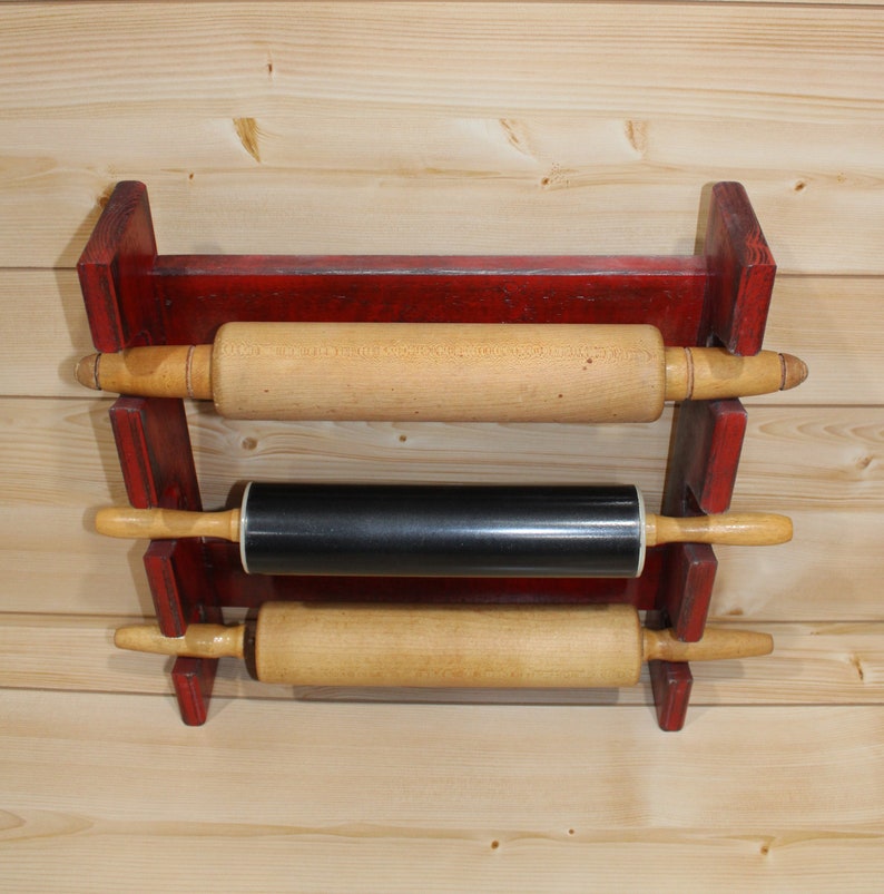 Red Rolling Pin Rack With Three Slots Multiple Rolling Pin - Etsy