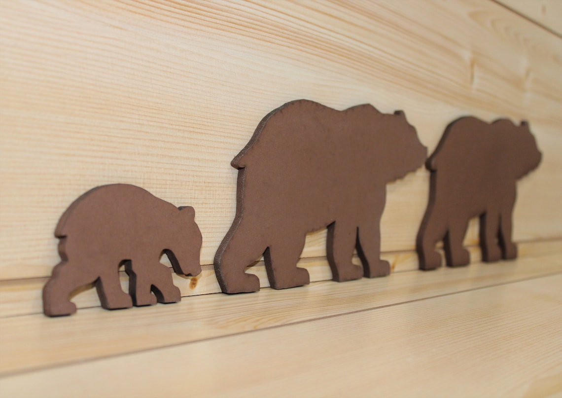 Brown Bear Family of 3 Wood Bear Family Wood Brown Bears | Etsy