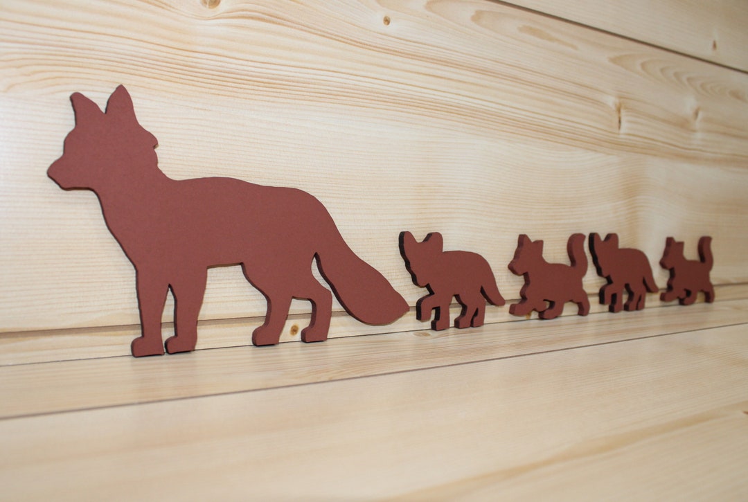 Fox Family of 5 - Red Fox Family - Wood Fox Family - Fox Wall Art - Fox ...
