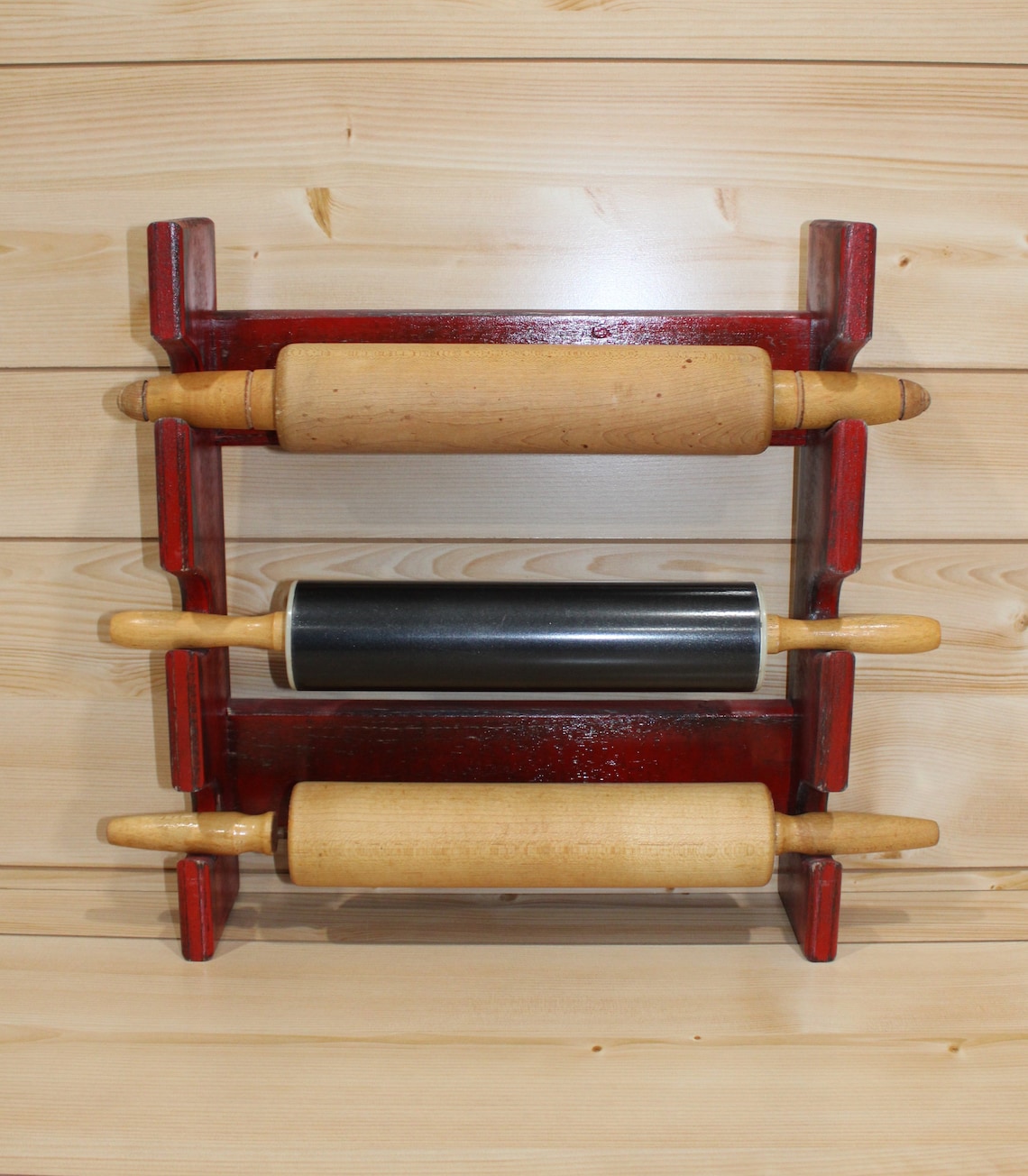 Red Rolling Pin Rack With Three Slots Multiple Rolling Pin | Etsy