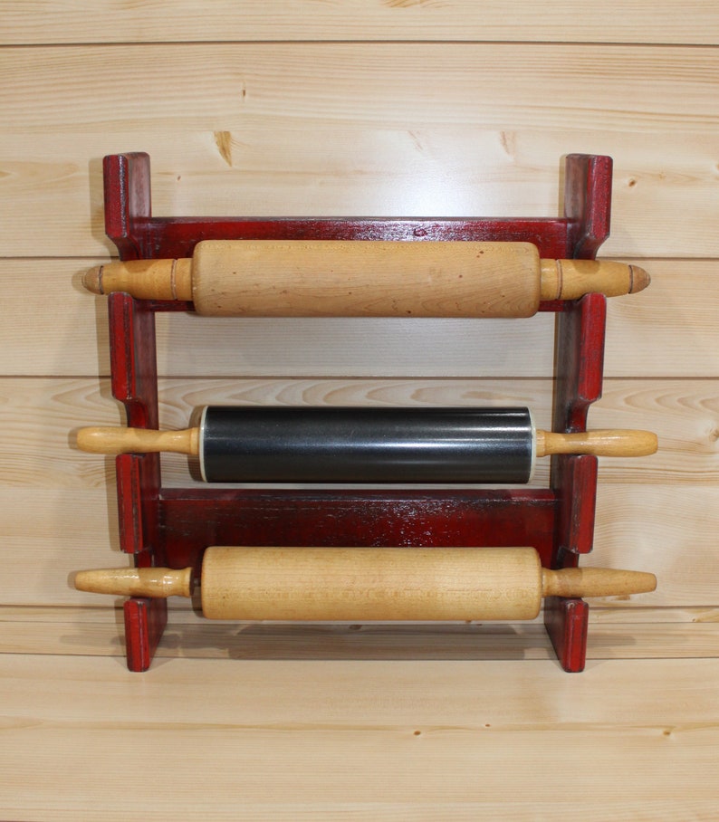 Red Rolling Pin Rack With Three Slots Multiple Rolling Pin | Etsy