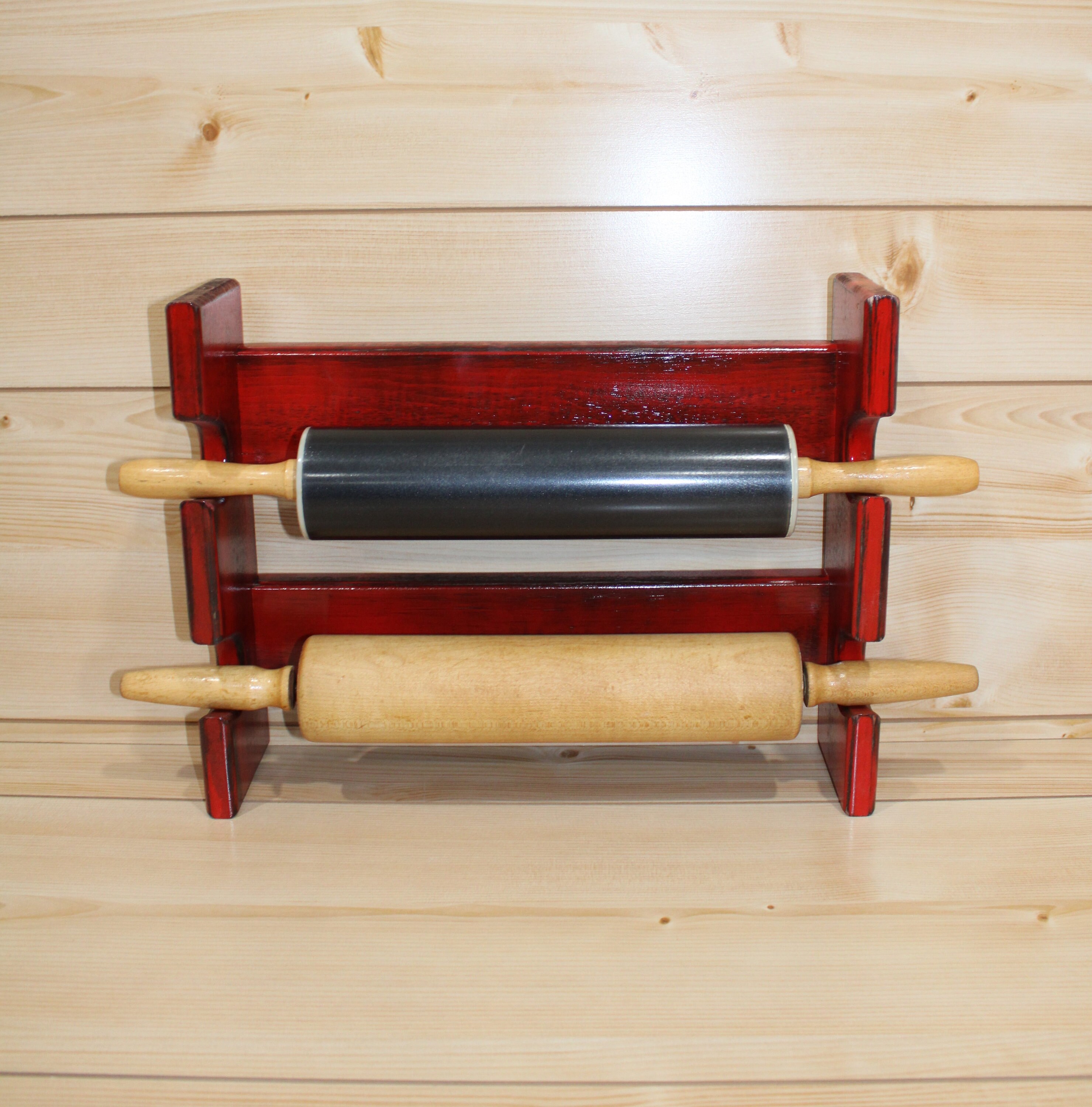 Red Rolling Pin Rack With Two Slots Multiple Rolling Pin - Etsy